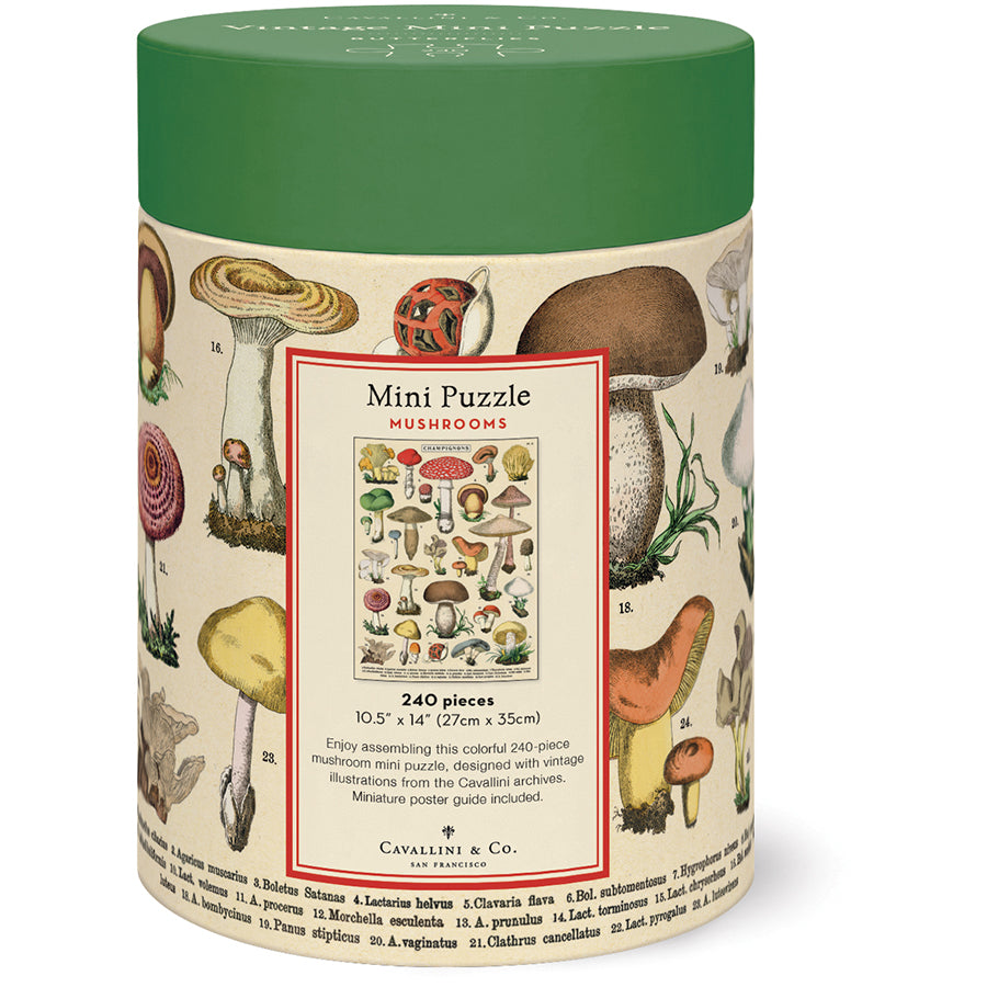 Cavallini & Co. 240 Piece MIni Puzzle - Mushrooms- Stocklist Goods