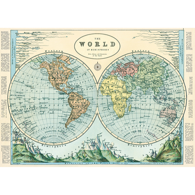 Cavallini & Co. Wrap - Map Hemisphere – Stocklist